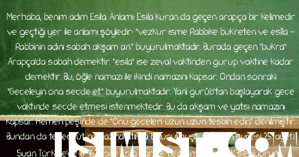 Esila İsminin Anlamı Nedir? Esila İsminin Analizi, Şiiri, Arapçası ve ...